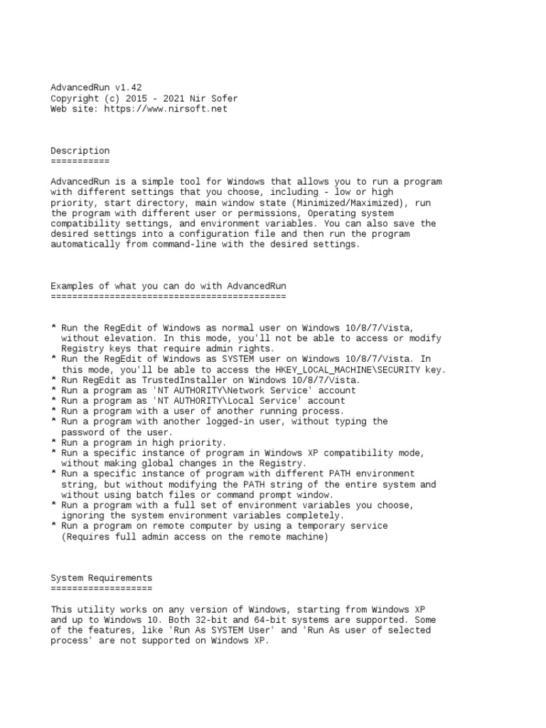 Readme | PDF | Command Line Interface | Windows Registry