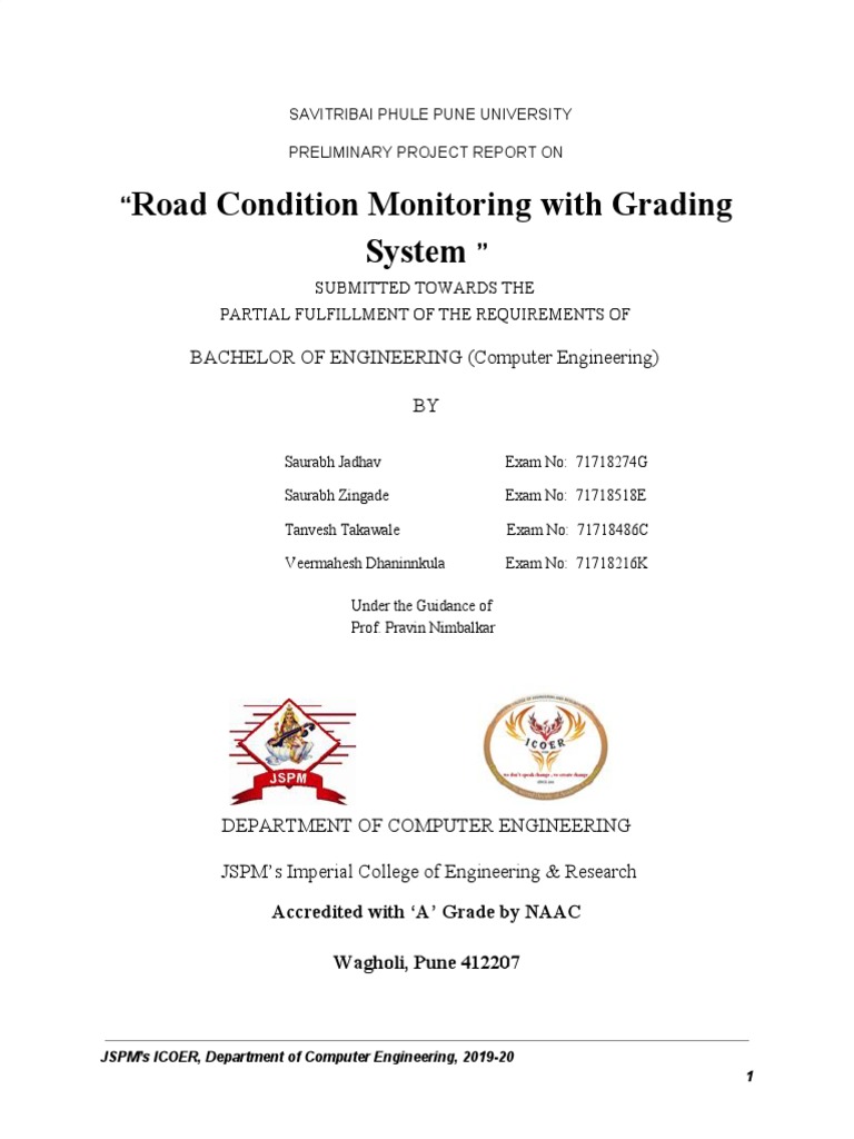 Road Condition Monitoring With Grading System: BACHELOR OF ENGINEERING ...