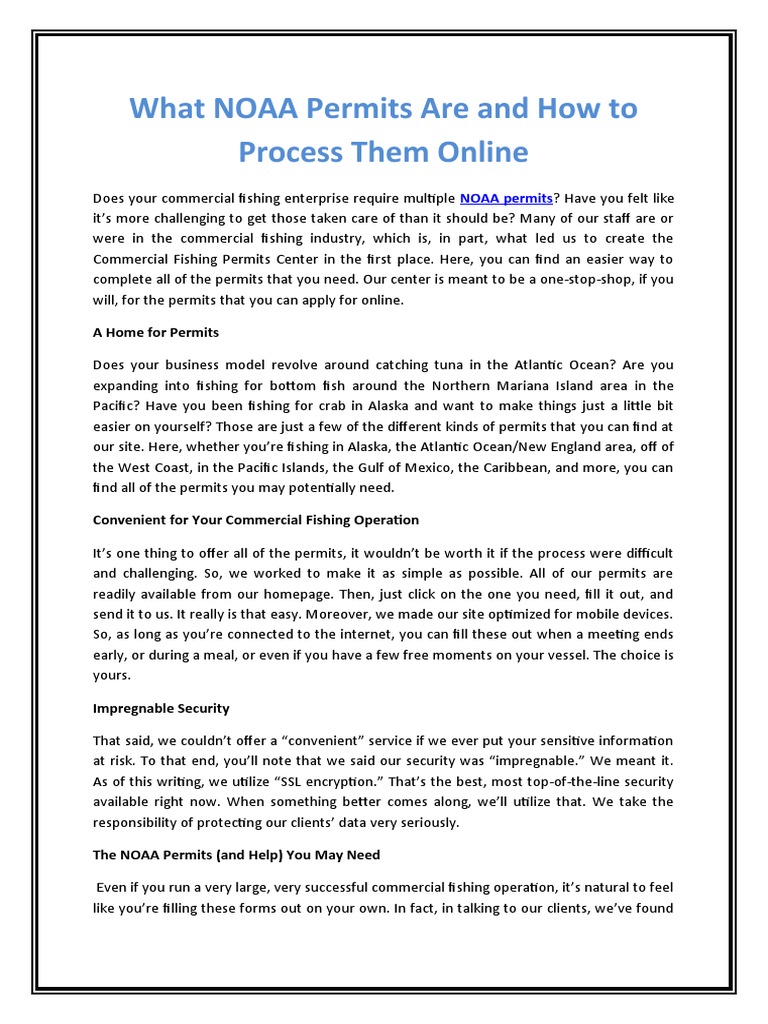 What NOAA Permits Are and How To Process Them Online | PDF | Computing ...