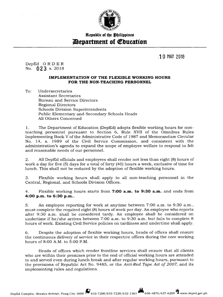 DepEd Order No. 023 S. 2018 | PDF