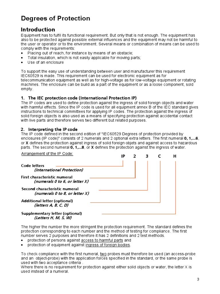 Degrees of Protection: 1. The IEC Protection Code (International ...