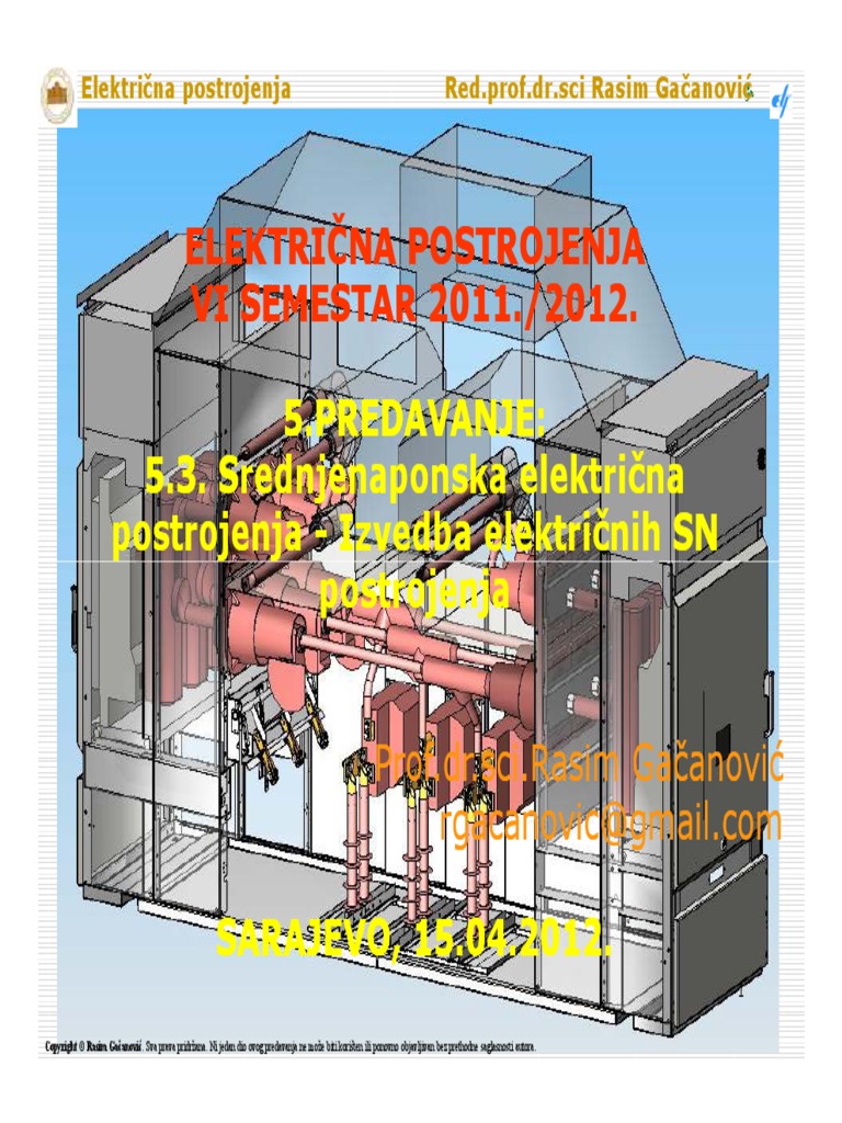 Predavanje 09 EP2013 Izvedba SN Postrojenja | PDF