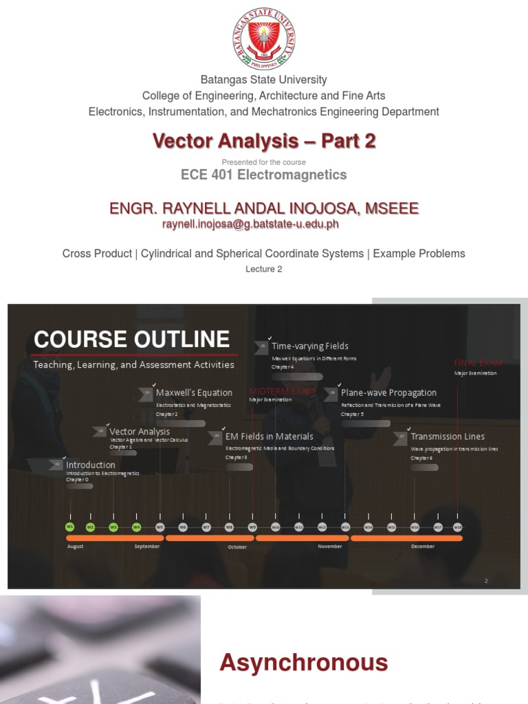 Ece 401 Lecture 2 Vector Analysis Part 2 Pdf Coordinate System Euclidean Vector