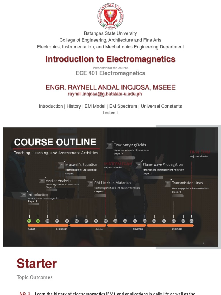 (ECE 401) Lecture 1 Introduction To Electromagnetics | PDF | Electromagnetism | Electrical ...