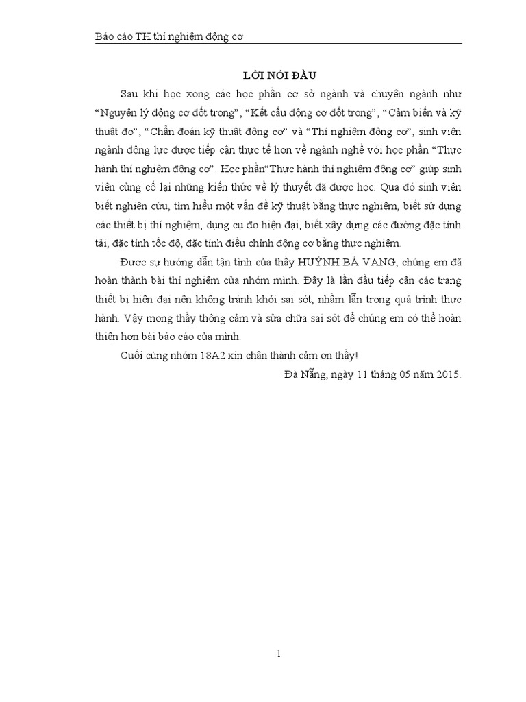 (123doc) Bao Cao Thi Nghiem Dong Co | PDF