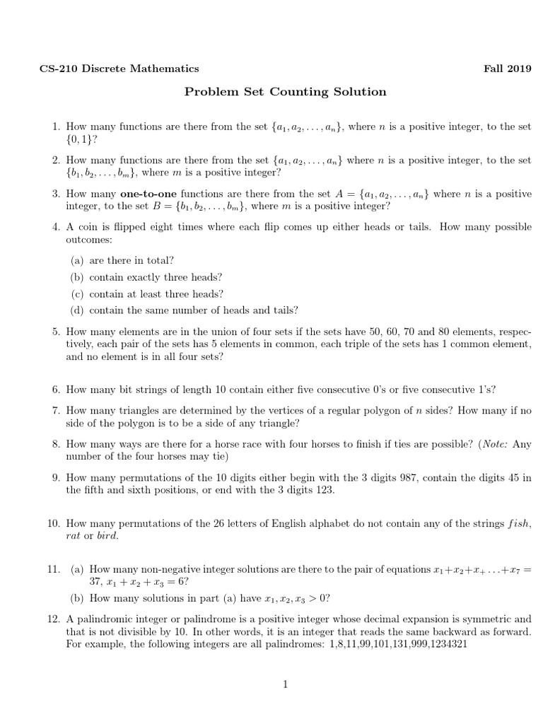 Practice Problem Counting | PDF | Mathematics | Mathematical Concepts
