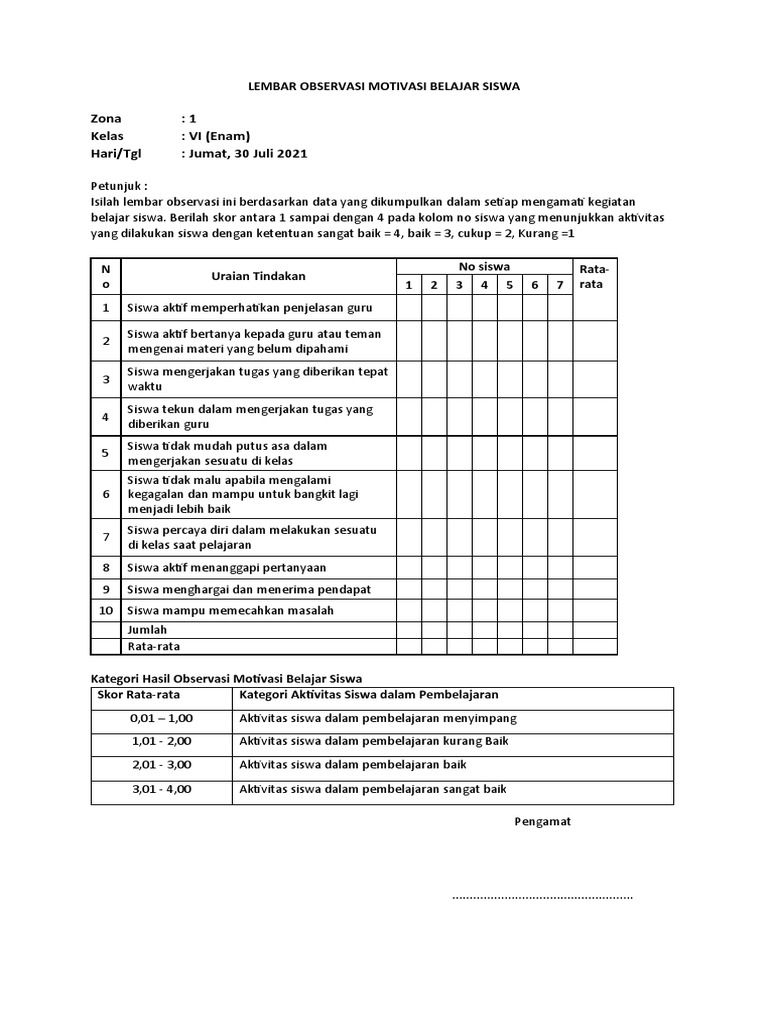 Lembar Observasi | PDF