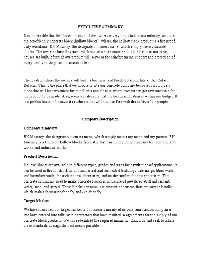 Business Plan - Entrep | PDF | Concrete | Chief Operating Officer