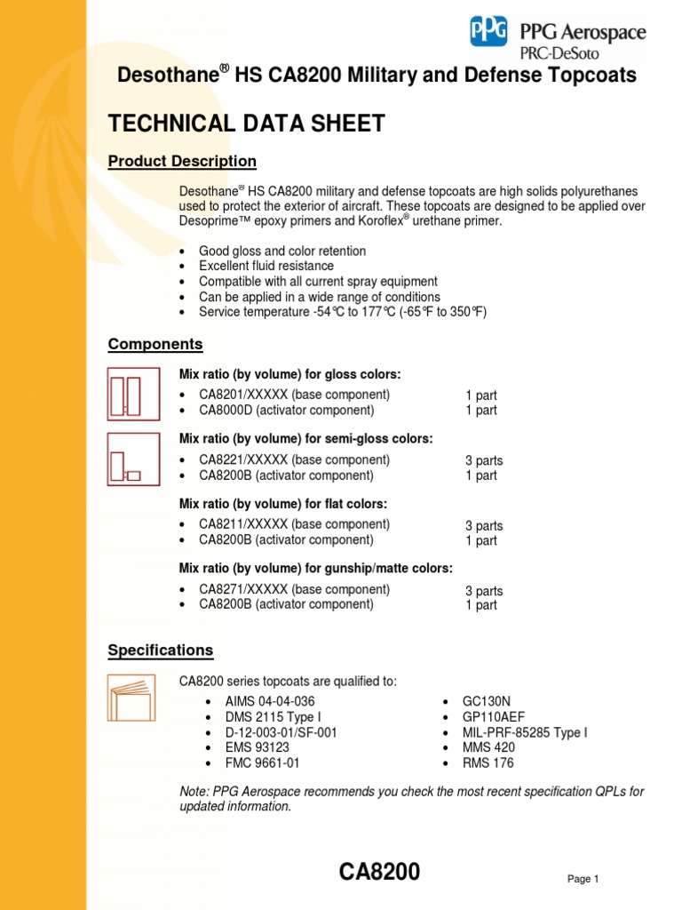 Technical Data Sheet: Desothane HS CA8200 Military and Defense Topcoats ...