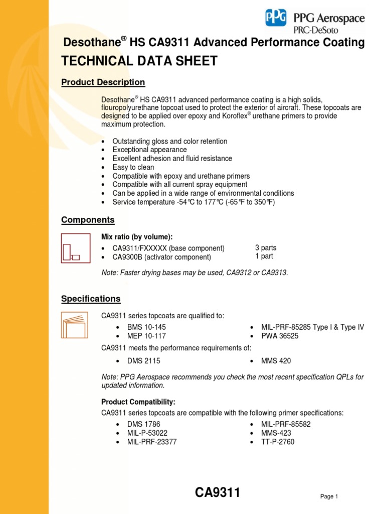 CA9311 Desothane HS Advanced Performance Coatings | PDF | Specification ...