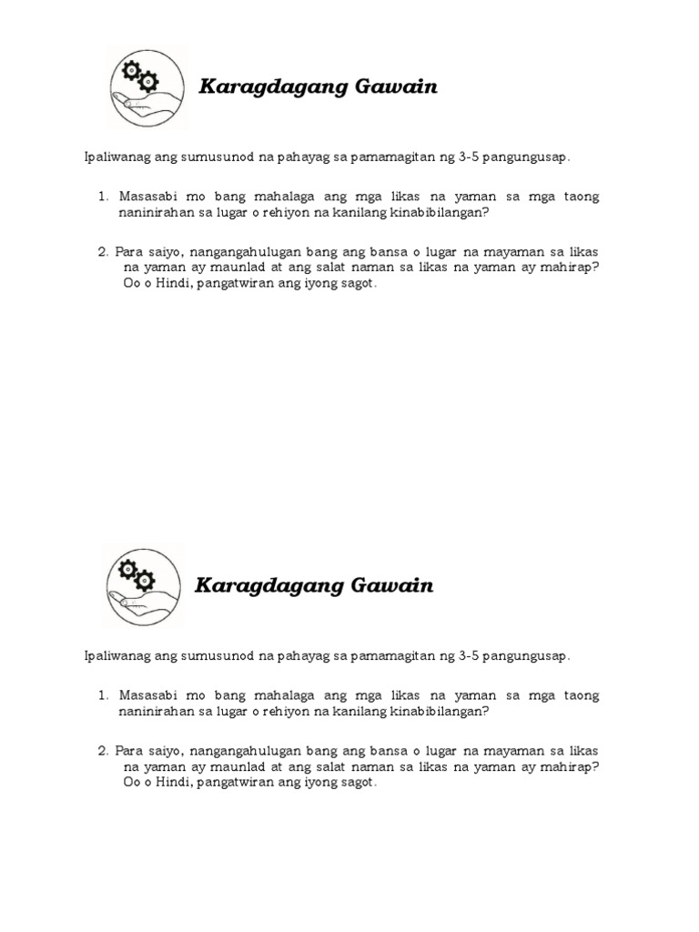 Karagdagang Gawain | PDF