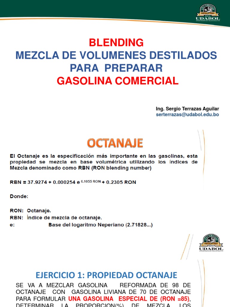 Gasolina Blending Preparacion de Gasolina Comercial 19 de Abril | PDF ...