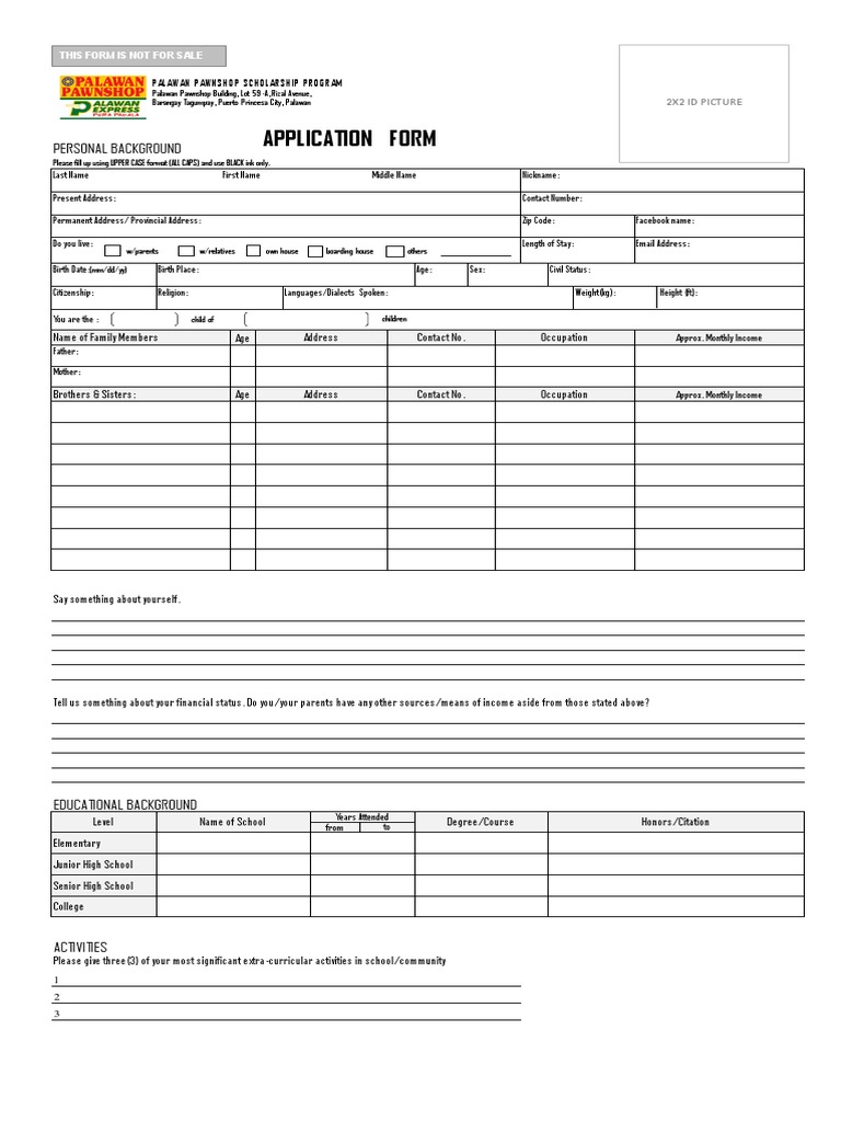 Application Form: Personal Background | PDF