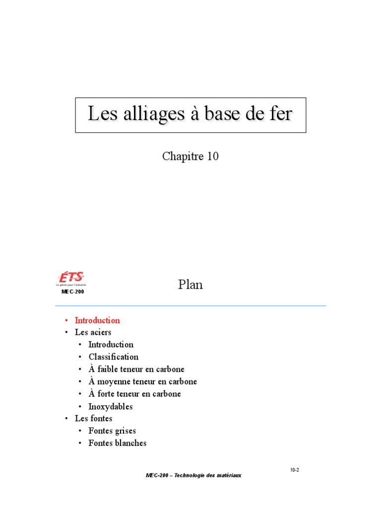 Cours 10 Acier Et Fontes | PDF | Fonte (métallurgie) | Acier