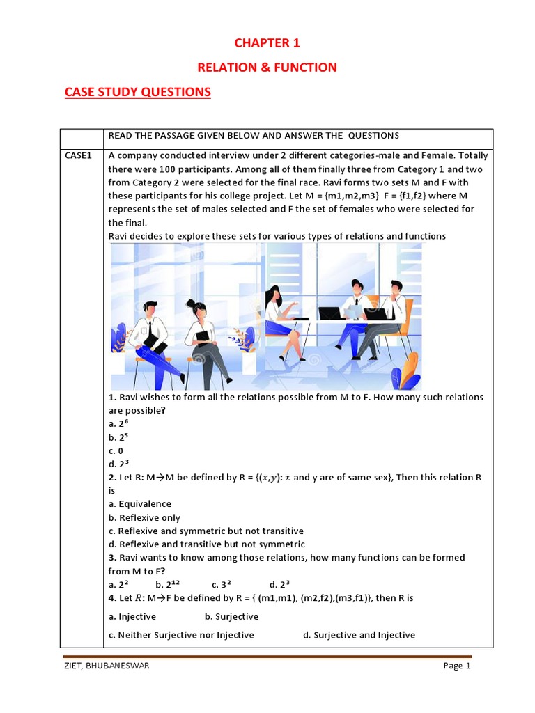 Relation & Function Case Study Questions: Ziet, Bhubaneswar | PDF | Function (Mathematics ...
