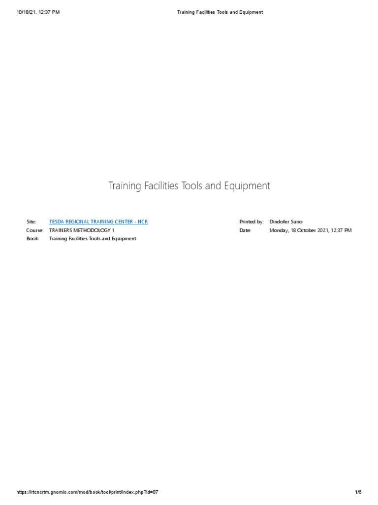 TESDA Training Facilities Overview | PDF | Educational Technology ...