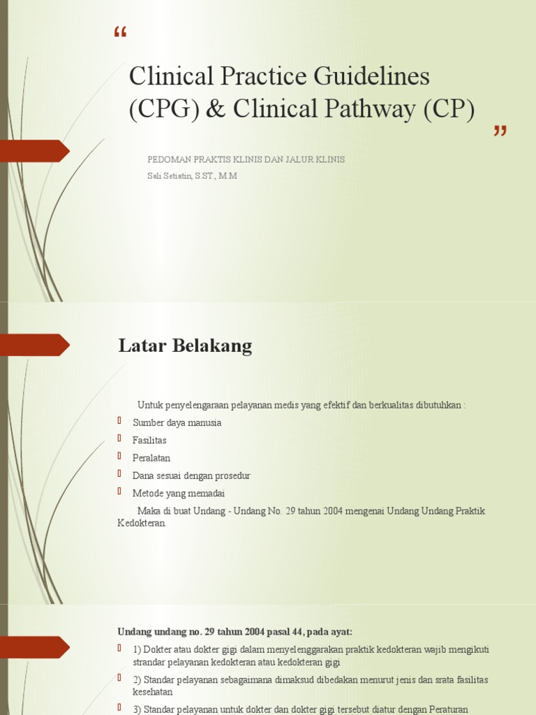Clinical Practice Guidelines (CPG) & Clinical Fix | PDF