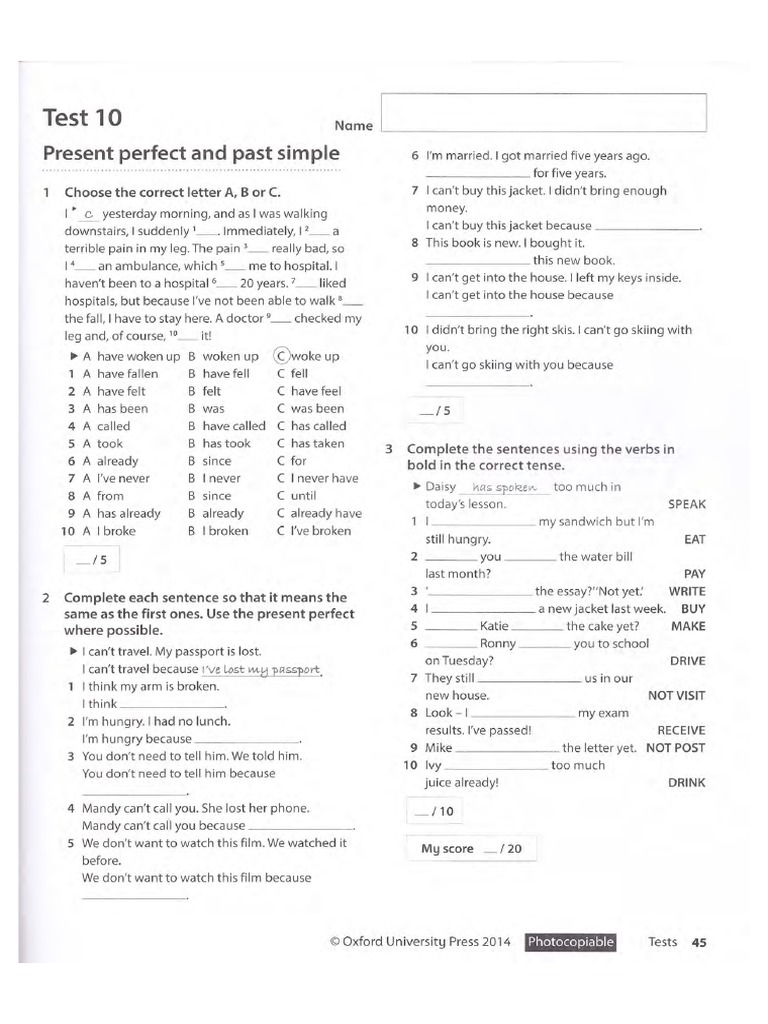 Practice Test - Present Perfect vs. Past Simple | PDF | Linguistics ...
