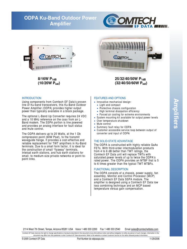 ODPA Ku-Band Outdoor Power Amplifier: 25/32/40/50W P (32/40/50/60W P) 8 ...