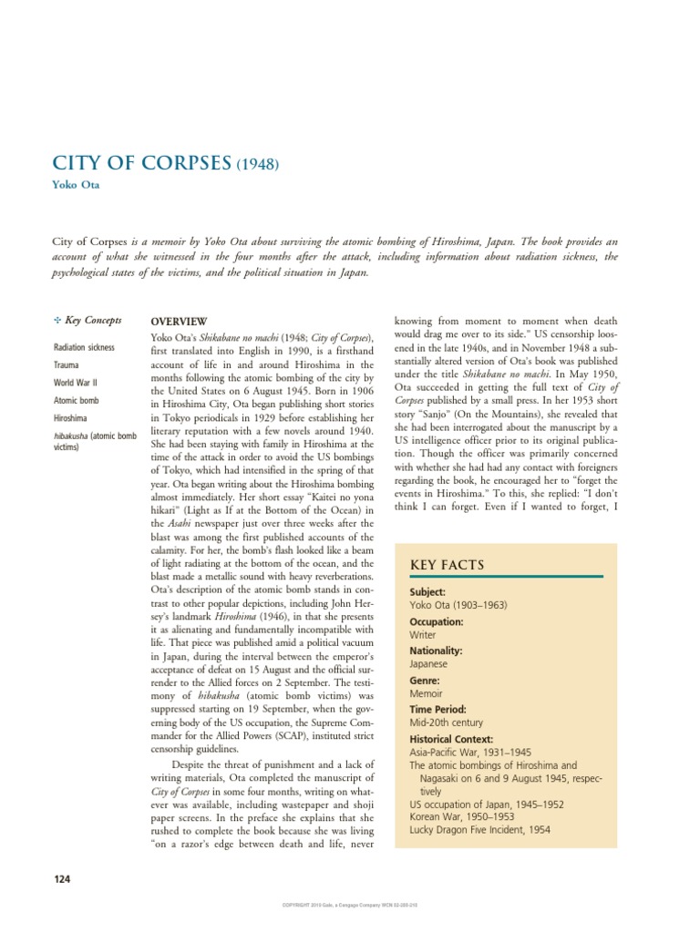 City of Corpses by Yoko Ota | PDF | Atomic Bombings Of Hiroshima And ...