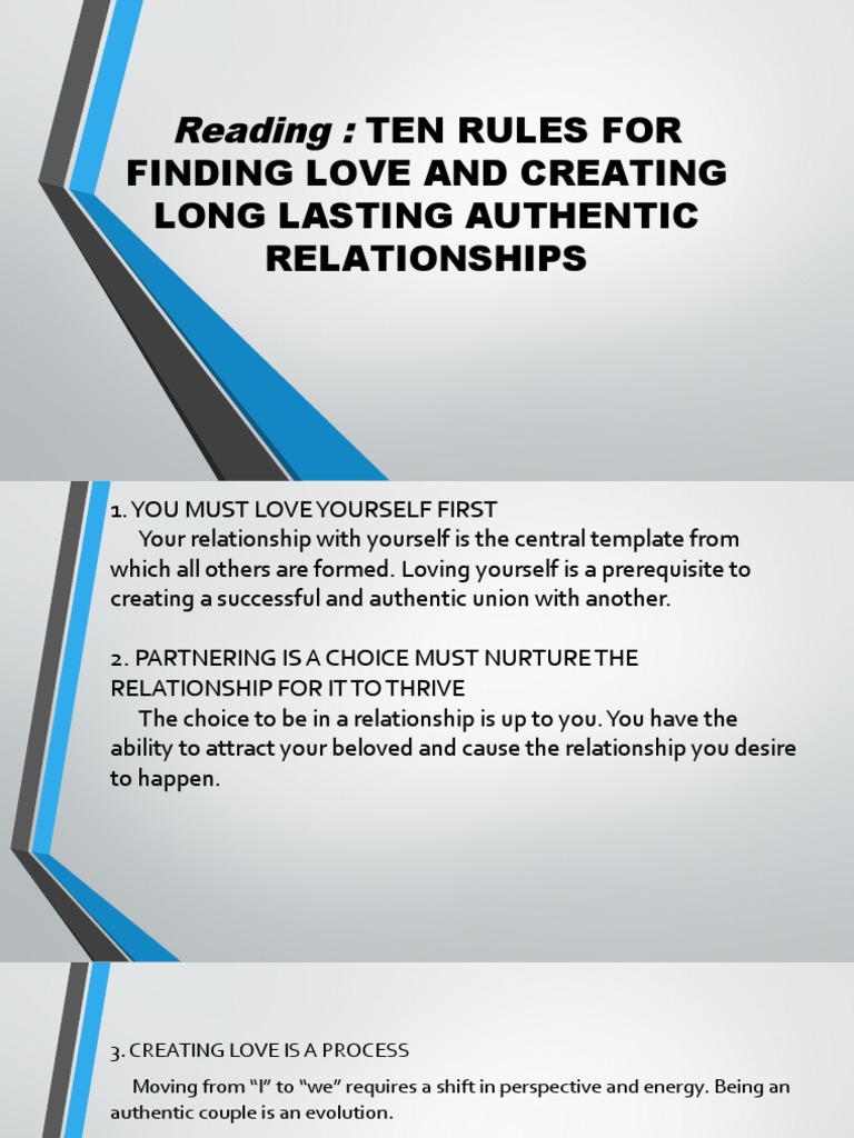 Ten Rules For Finding Love and Creating Long Lasting Authentic ...