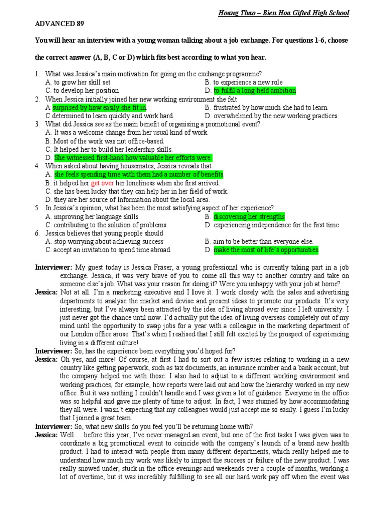 Advanced 89 - Transcript | PDF | Loneliness | Psychological Concepts