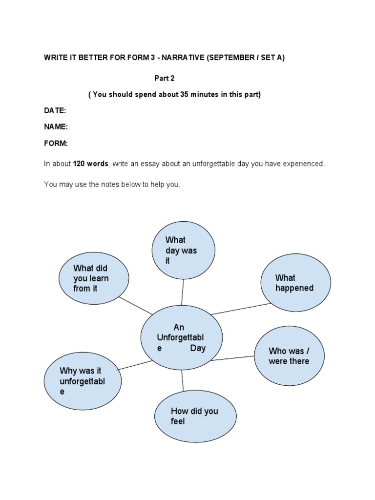 Pt3 Narrative Essay Set A | PDF