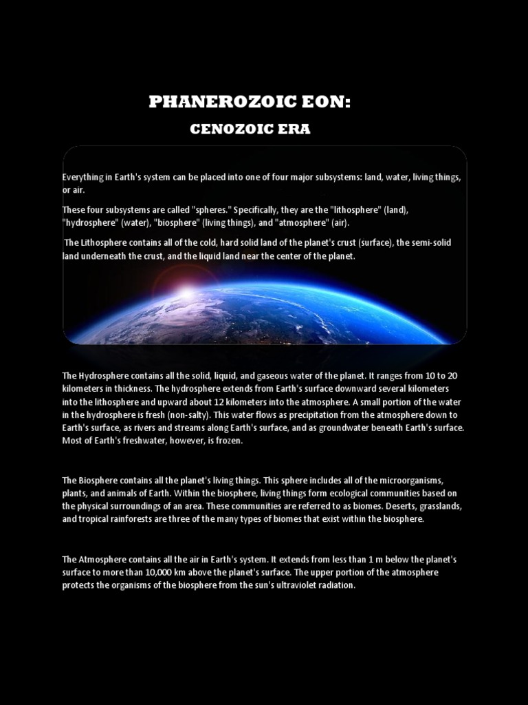 Phanerozoic Eon:: Cenozoic Era | PDF | Geology | Physical Geography