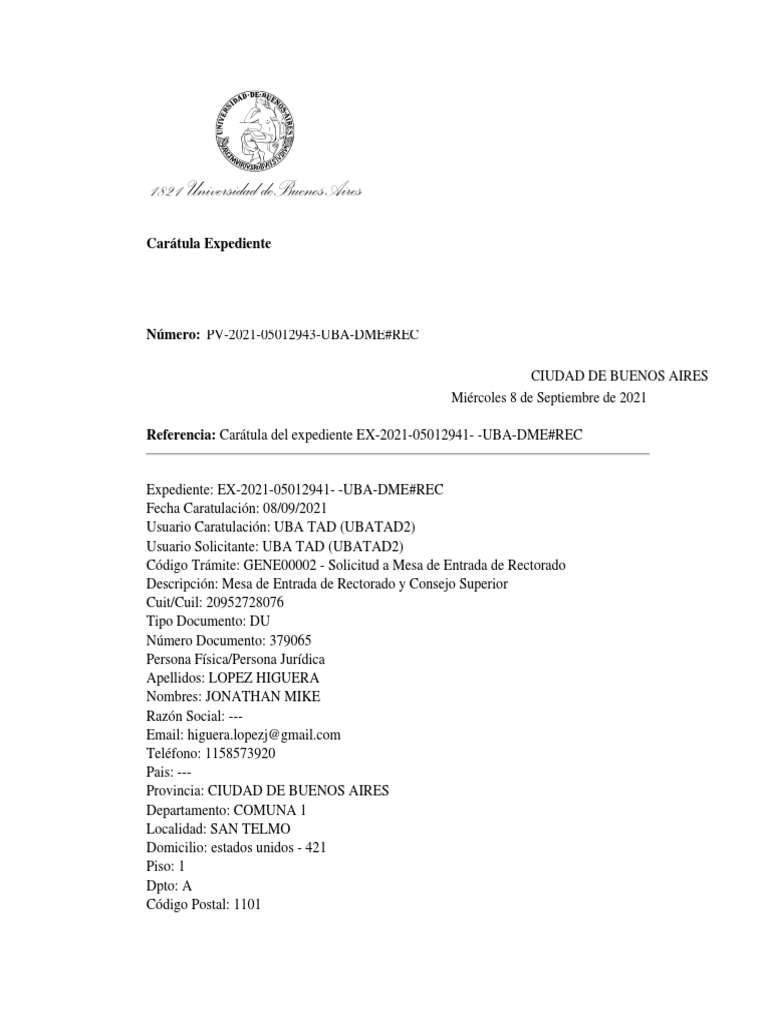 Carátula Expediente | PDF | Ciencias sociales | Derecho