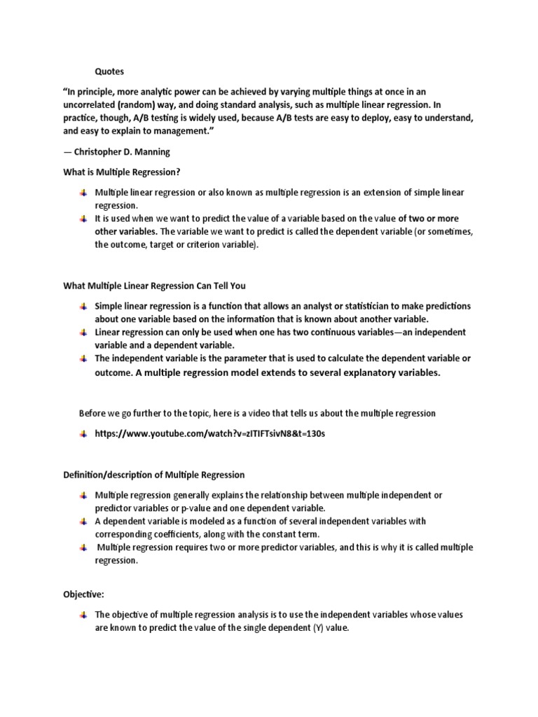1 - Multiple Regression | PDF | Linear Regression | Coefficient Of Determination