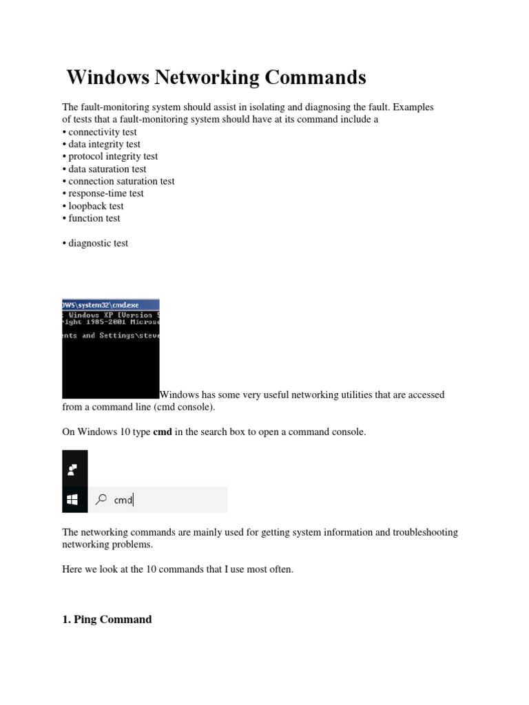 Windows Networking Commands | PDF | Computer Network | Ip Address