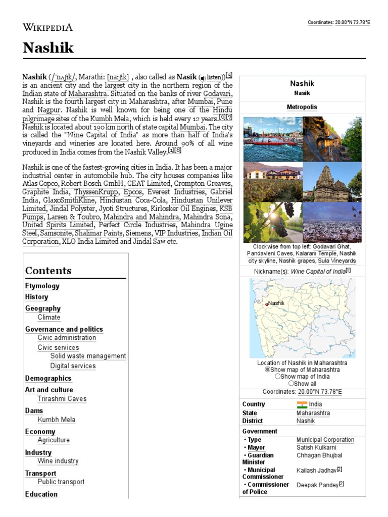 Nashik - Wikipedia | PDF