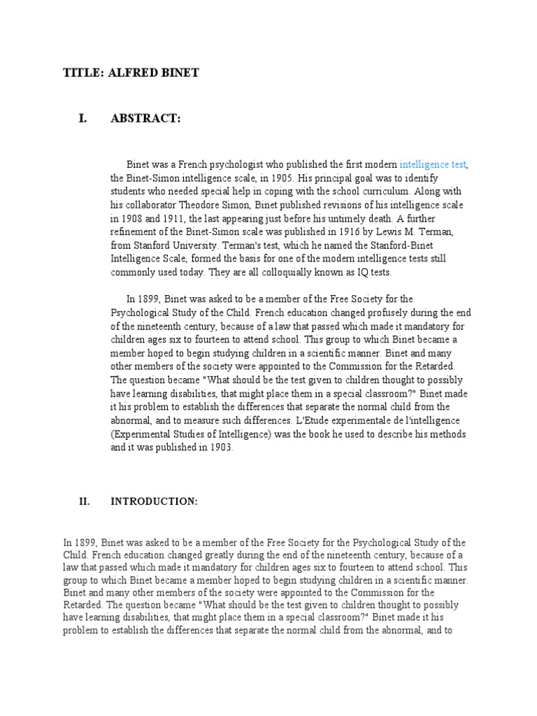 Title: Alfred Binet: Intelligence Test | PDF | Intelligence Quotient ...