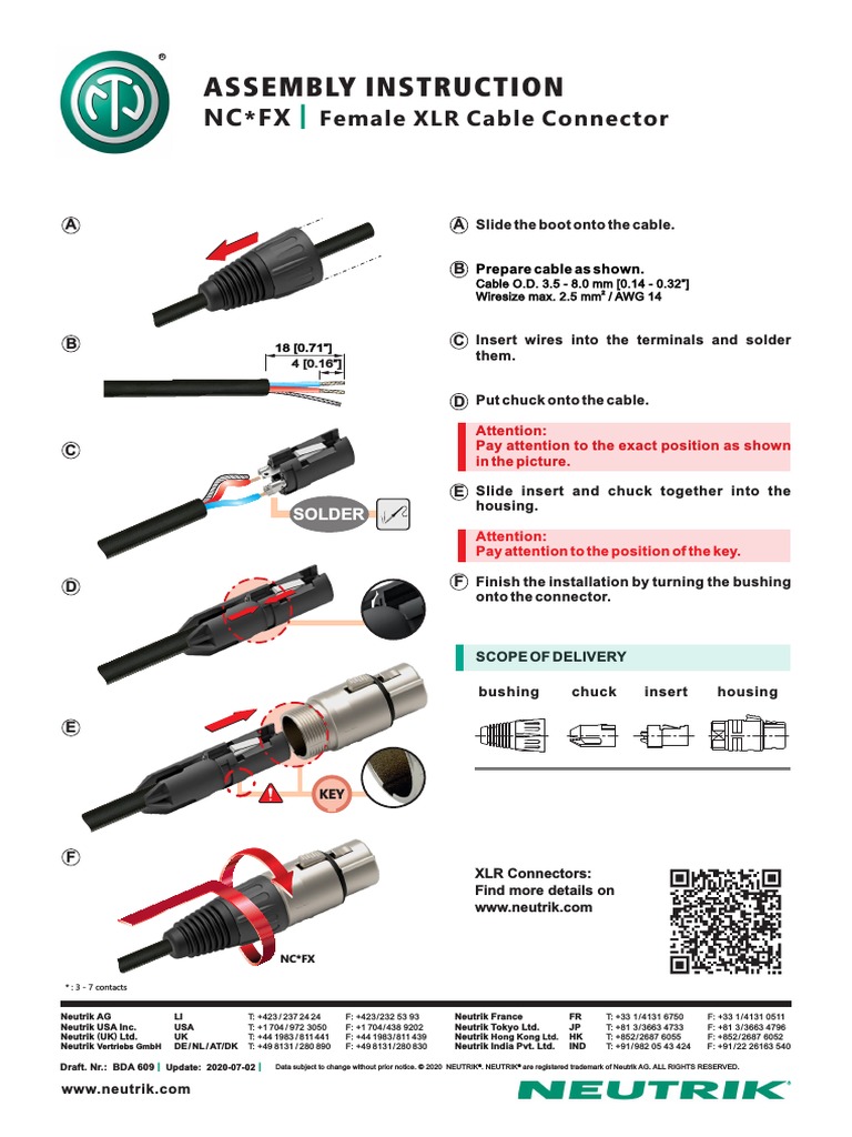 BDA 609 - NC3FX - 3 Pole Female XLR Cable Connector | PDF | Electrical ...