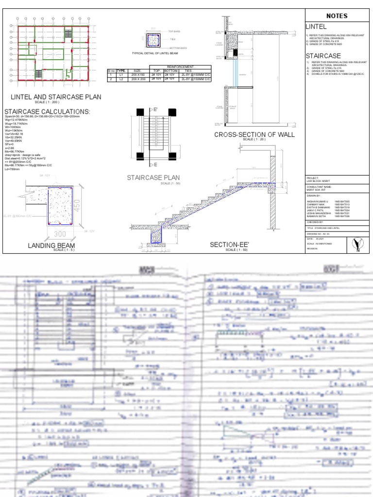 Staircase and Lintel With Calculations | PDF | Stairs | Building Materials