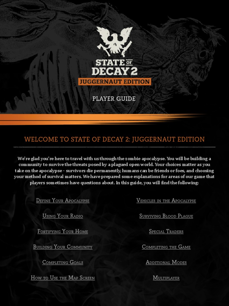 Welcome To State of Decay 2: Juggernaut Edition: Player Guide | PDF ...