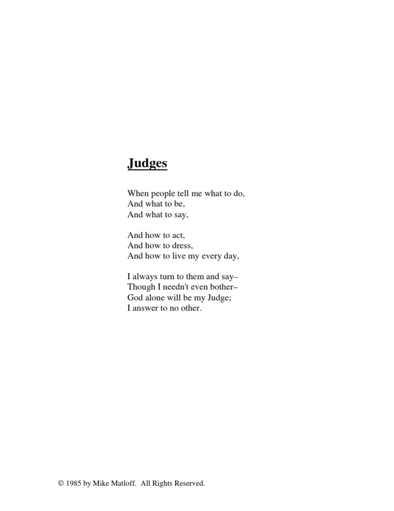 God Alone Will Be My Judge Poem | PDF