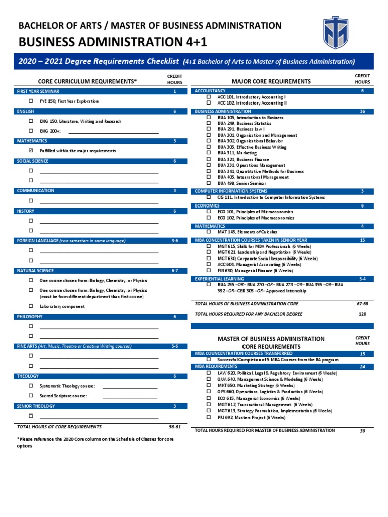 Bachelor of Arts / Master of Business Administration | PDF | Master Of ...