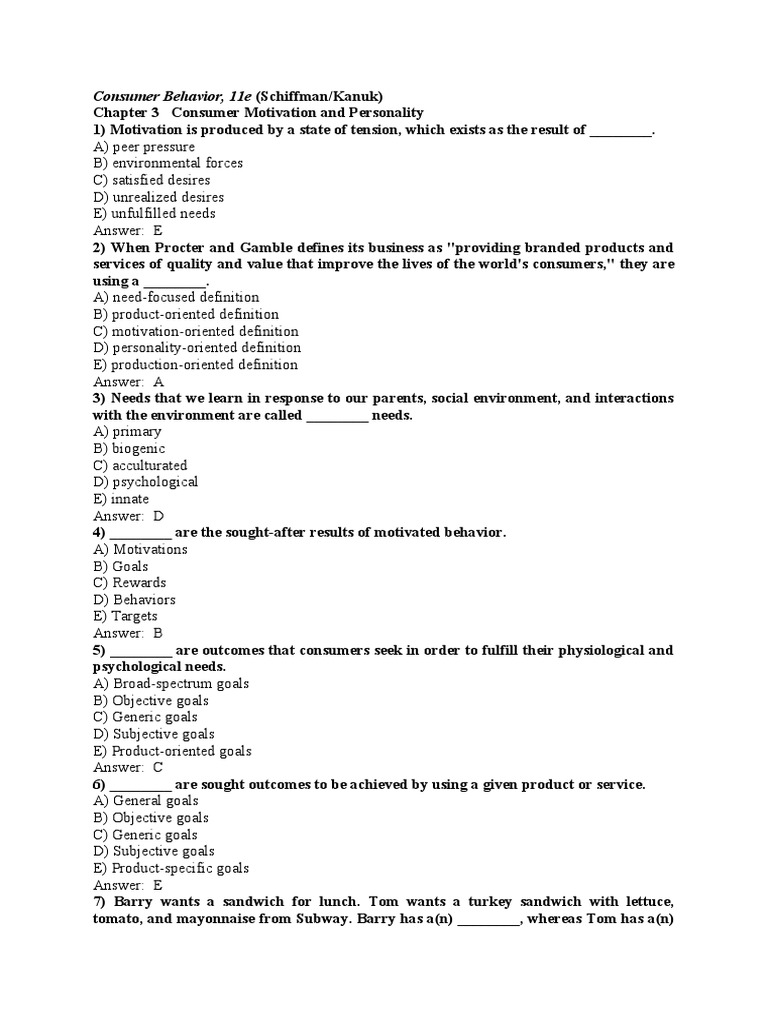 Chapter 3 With Answers | Download Free PDF | Id | Goal