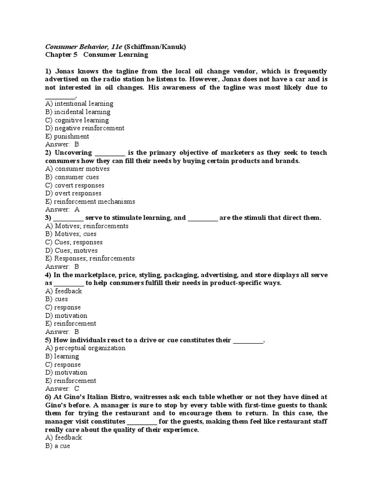 Tutorial 5 Answer Pdf Classical Conditioning Learning