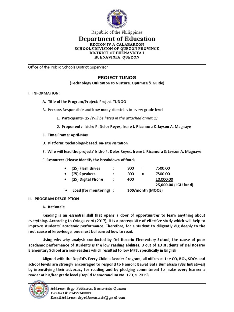 Project TUNOG (Technology Utilization To Nurture, Optimize, & Guide ...