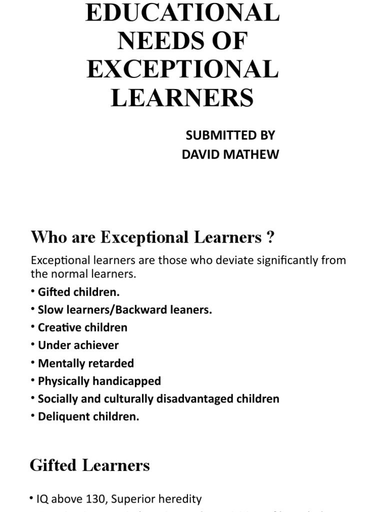 Exceptional Learners | PDF | Intellectual Giftedness | Learning
