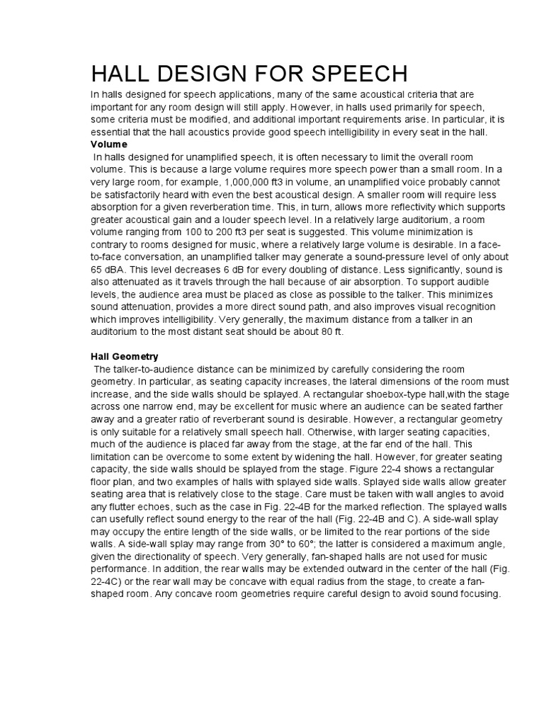Hall Design For Speech | PDF | Attenuation | Decibel