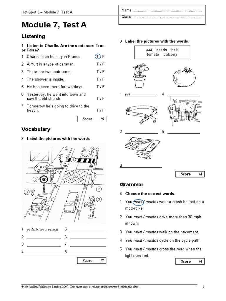 Module 7, Test A: Listening | PDF