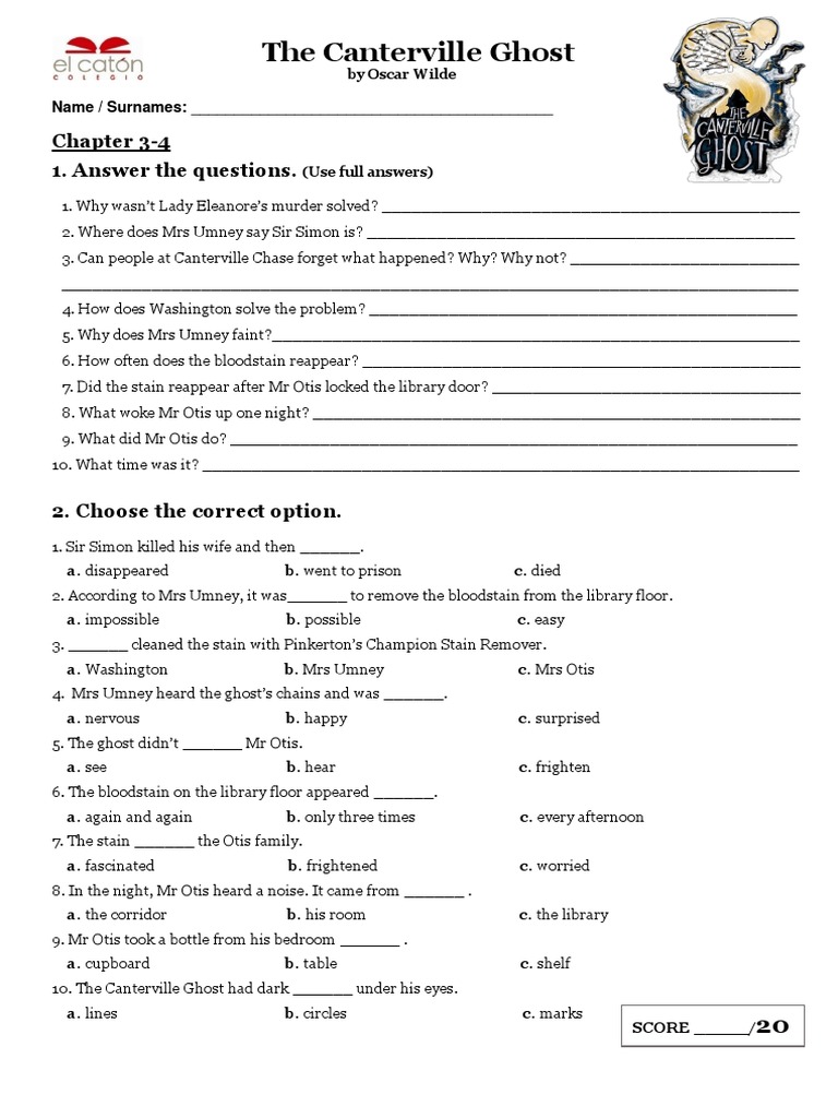 The Canterville Ghost: Chapter 3-4 1. Answer The Questions | PDF