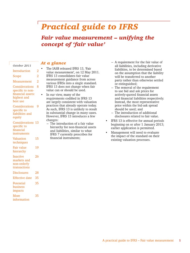 Practical Guide To IFRS: Fair Value Measurement - Unifying The Concept ...