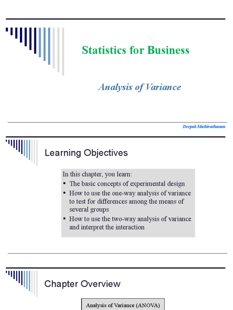 Statistics For Business: Analysis of Variance | PDF | Analysis Of ...