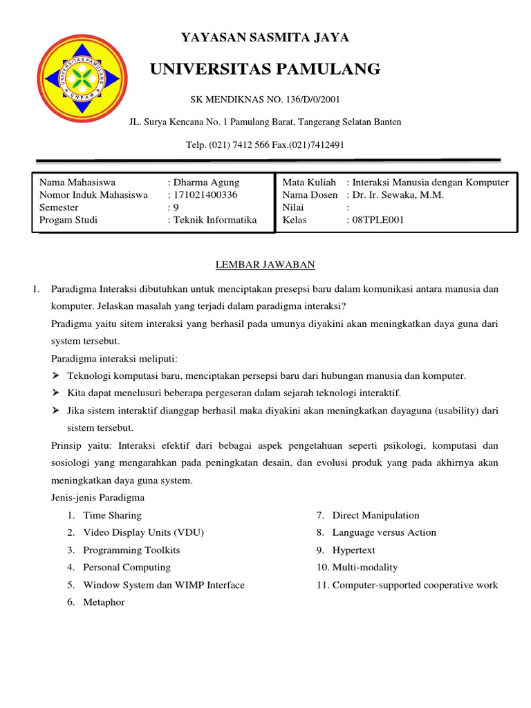 Dharma Agung 171021400336 UAS IMK | PDF