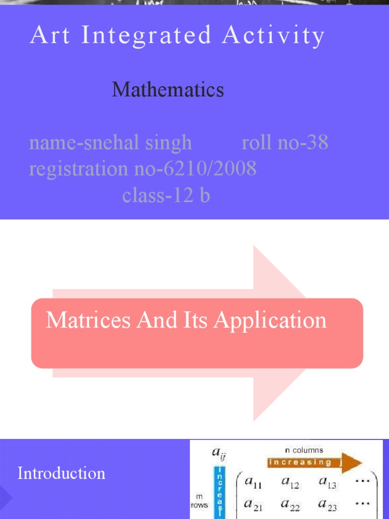 Art Integration in Matrices for Class 12 | PDF | Matrix (Mathematics ...