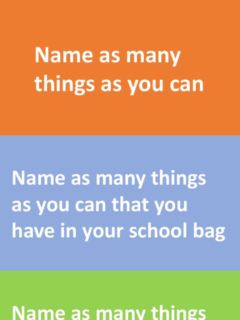 Name As Many Things As You Can | PDF | Language Arts & Discipline ...
